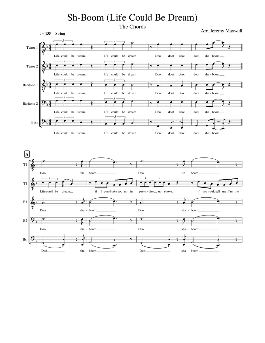 Sh-Boom - The Chords (Life Could Be Dream) Sheet music for Vocals ...