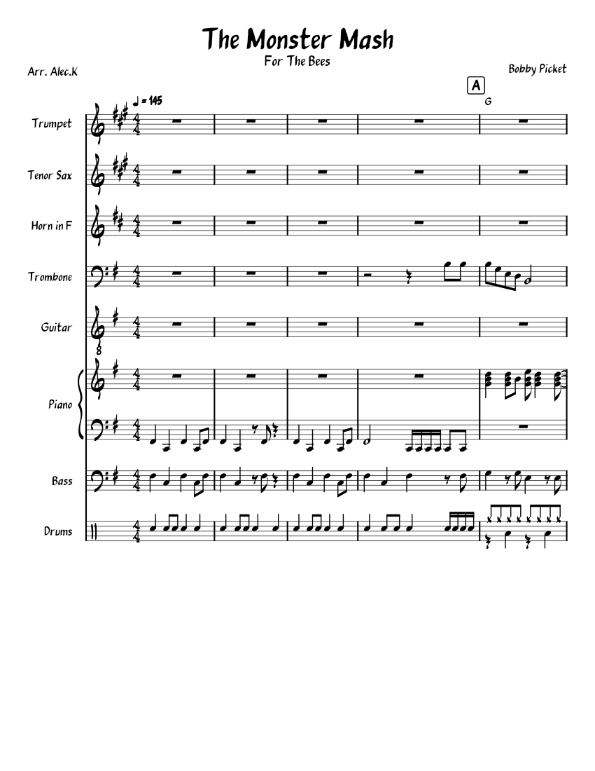 The_Monster_Mash Sheet music for Piano, Trombone, Saxophone tenor ...