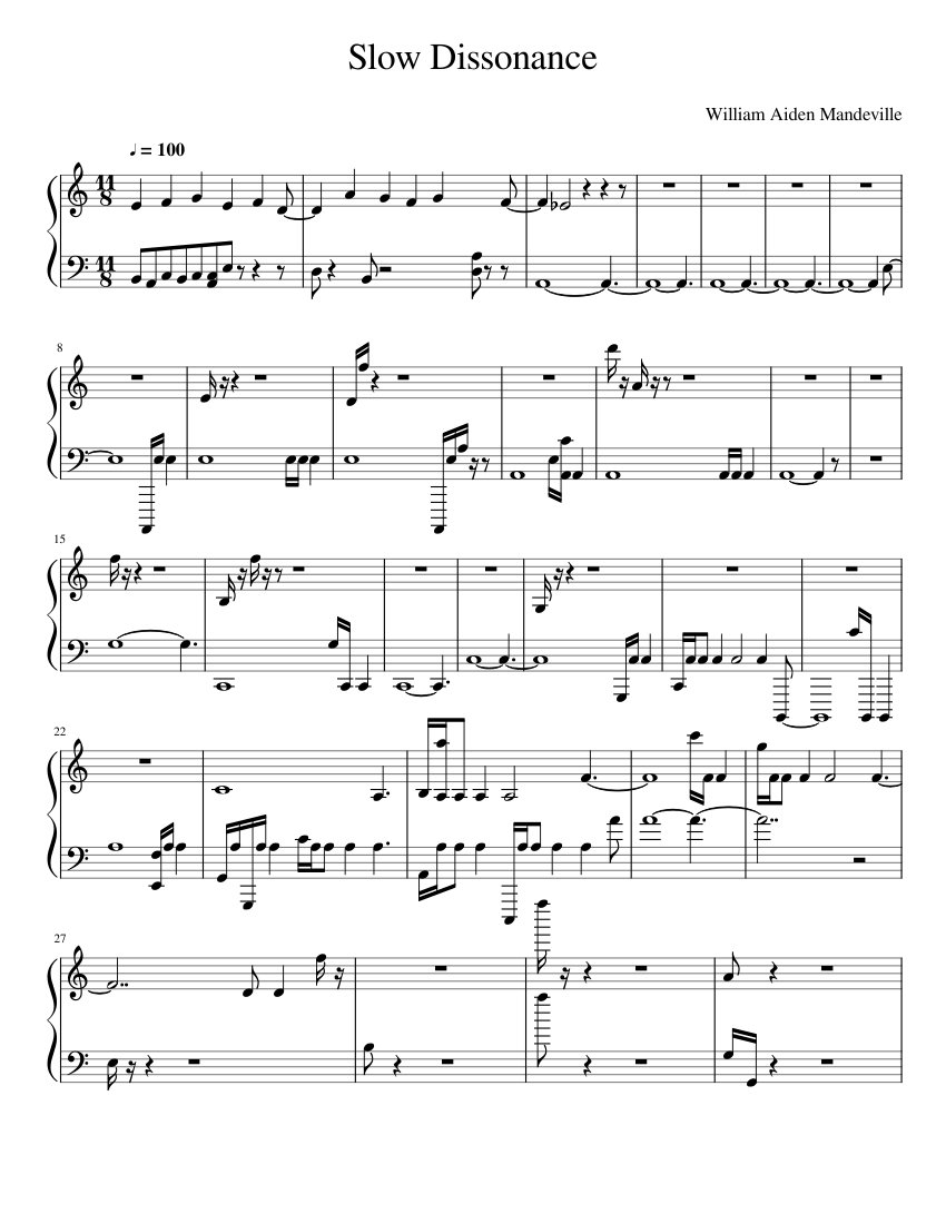 Slow Dissonance Sheet music for Piano (Solo) | Musescore.com