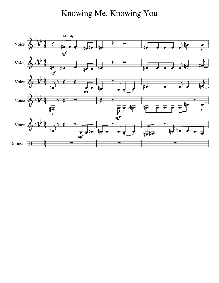 Knowing_Me,_Knowing_You Sheet music for Vocals, Drum group (Mixed ...