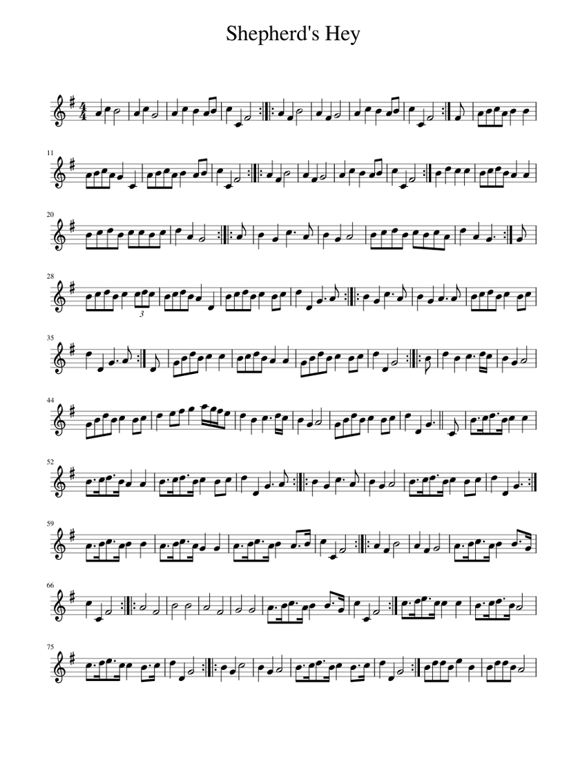 Shepherd's Hey Sheet music for Piano (Solo) Easy | Musescore.com