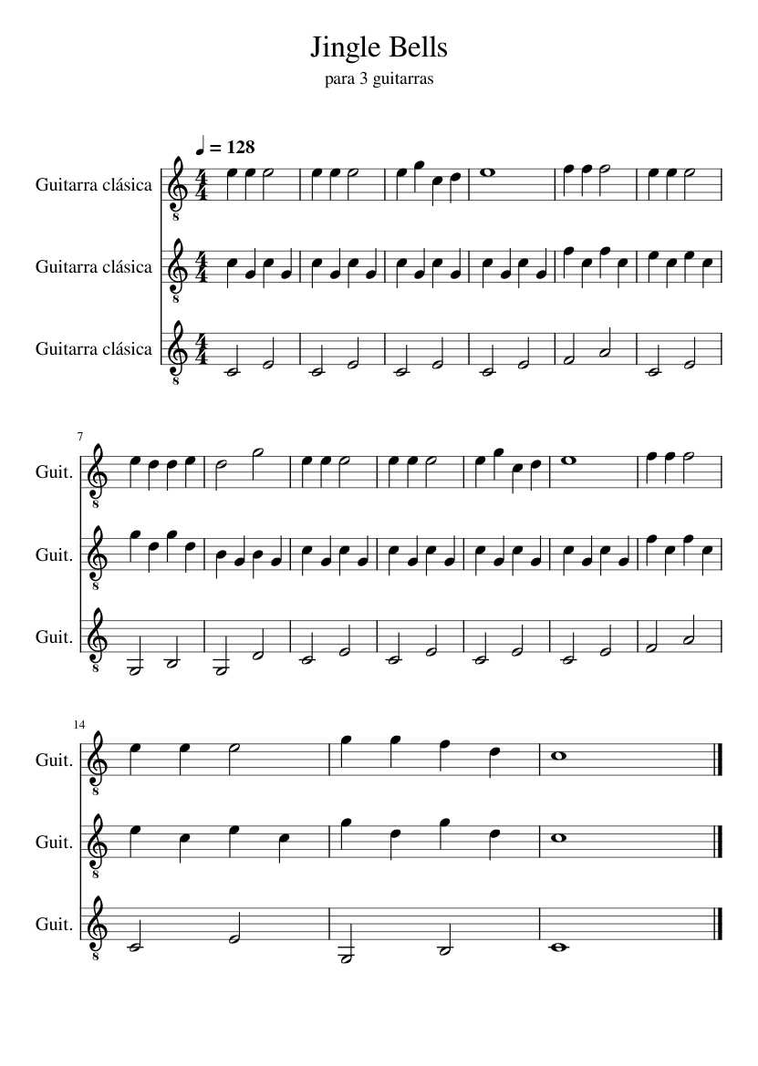 Jingle bells guitarra jingle bells guitarra Sheet music for Guitar ...