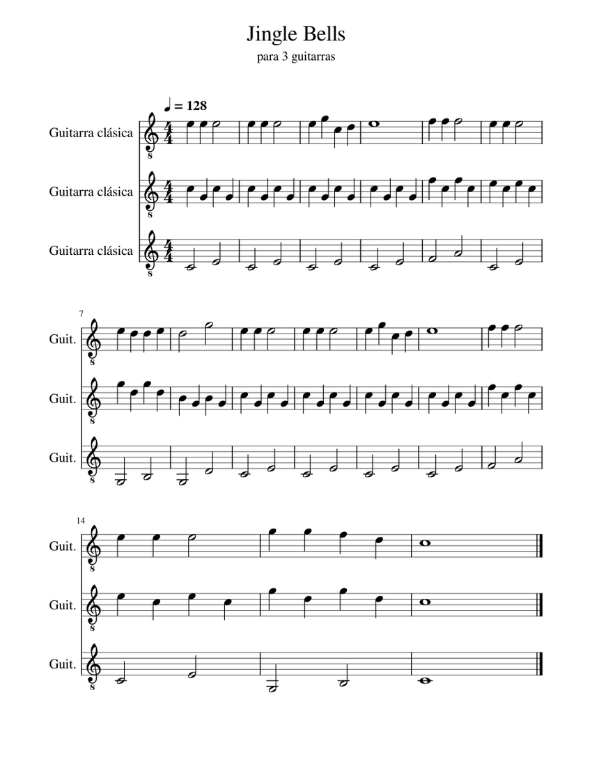 Jingle bells guitarra jingle bells guitarra Sheet music for Guitar ...