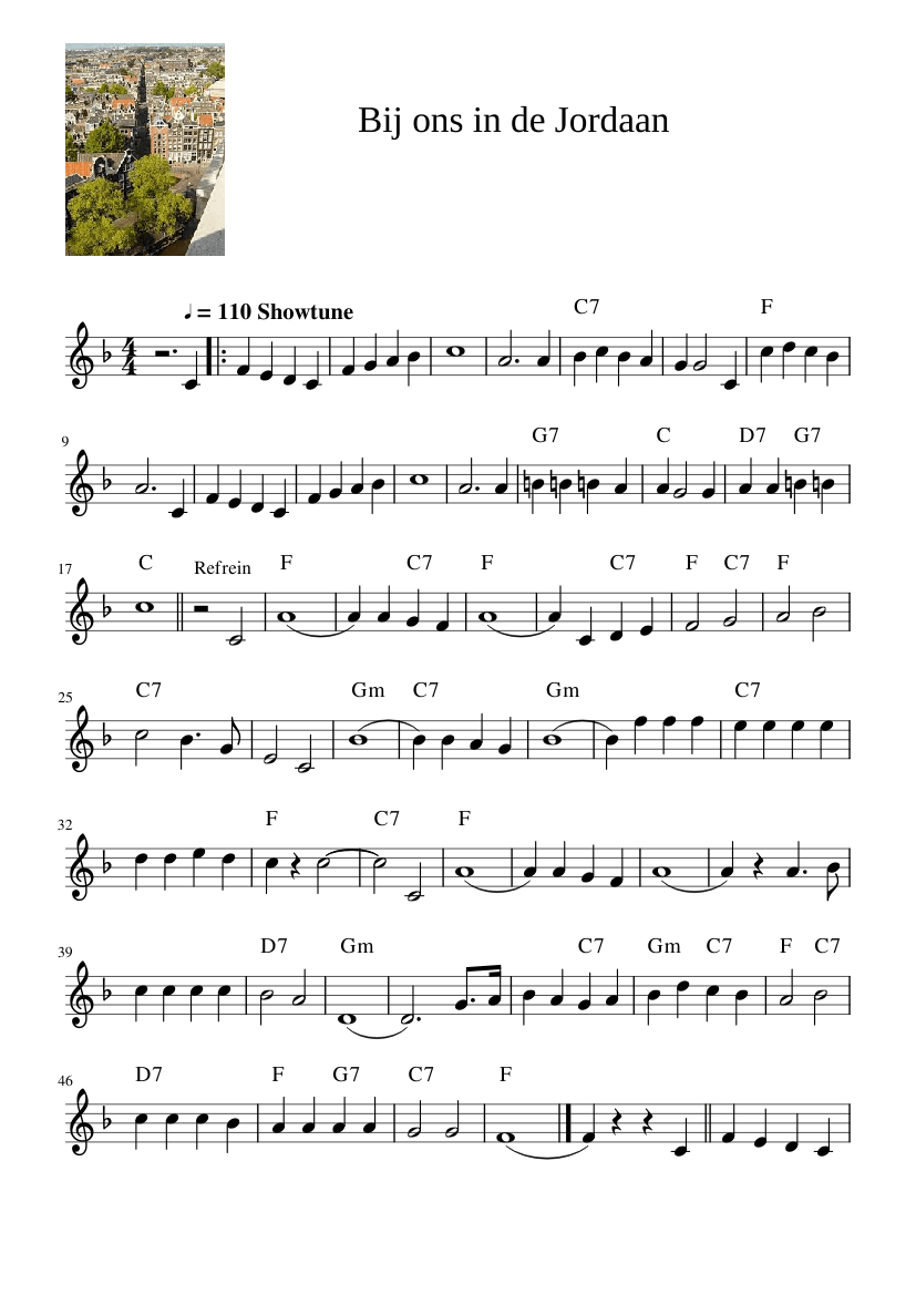 Bij ons in de Jordaan Sheet music for Melodica (Solo) | Musescore.com