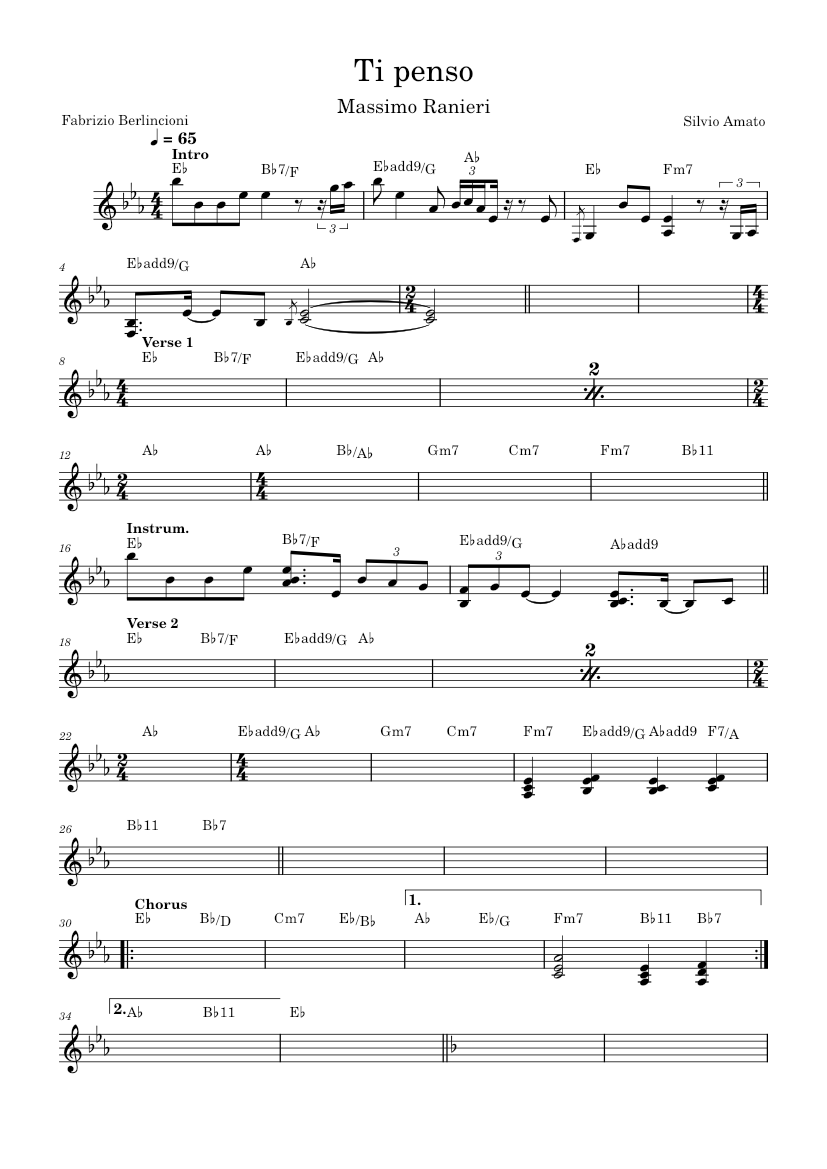 Ti penso – Massimo Ranieri Ti penso Sheet music for Piano (Solo) Easy ...