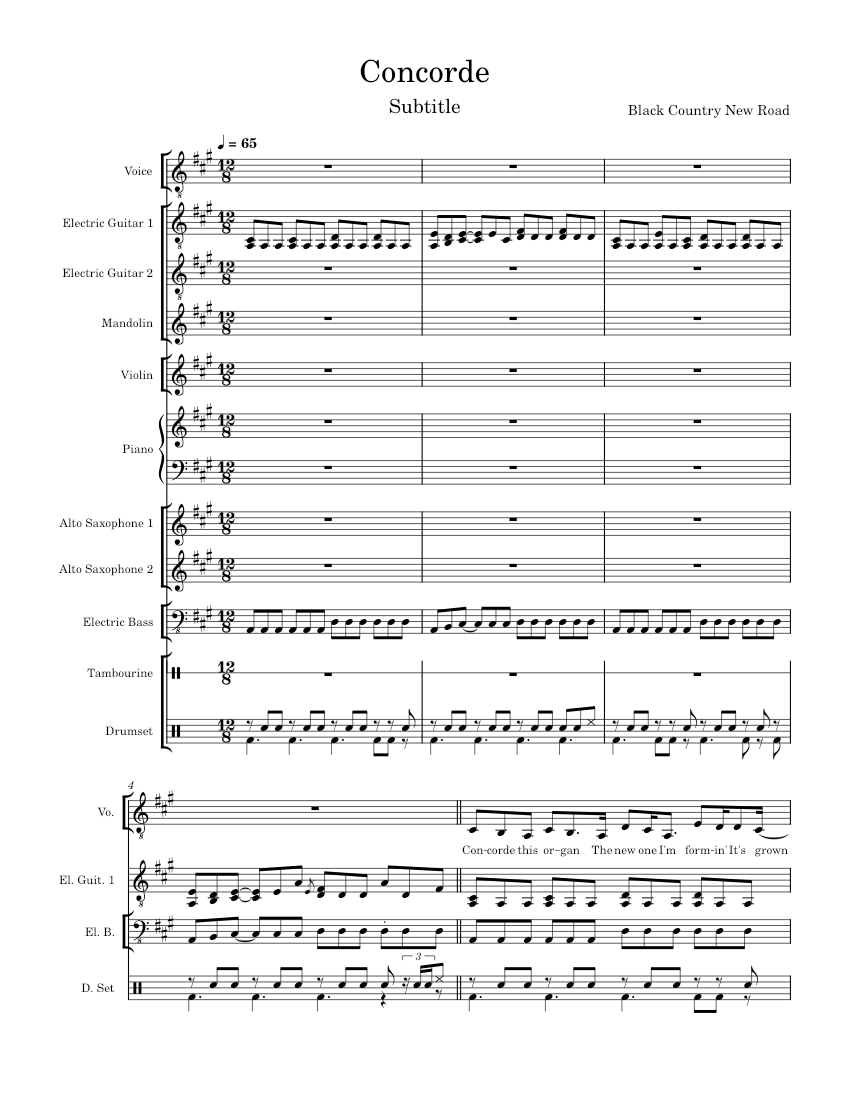 Concorde – Black Country, New Road Sheet music for Piano, Saxophone alto, Violin, Guitar & more ...