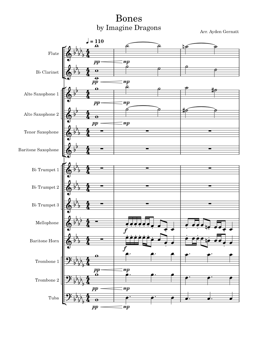 Bones – Imagine Dragons Sheet music for Trombone, Tuba, Mellophone ...
