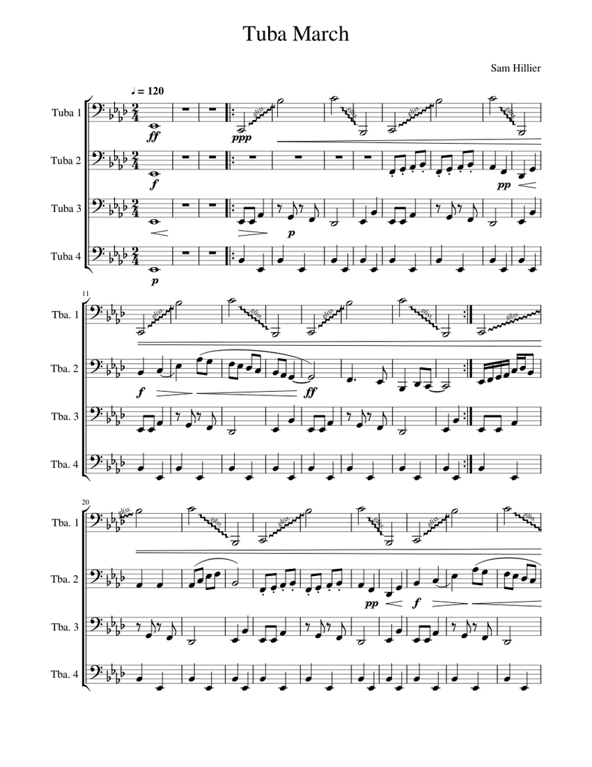 Tuba March Sheet music for Tuba (Brass Quartet) | Musescore.com