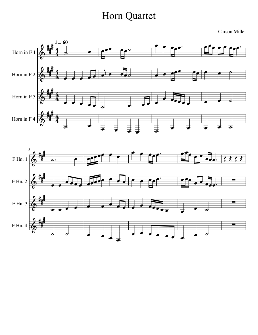 French Horn Quartet Sheet music for French horn (Brass Quartet ...
