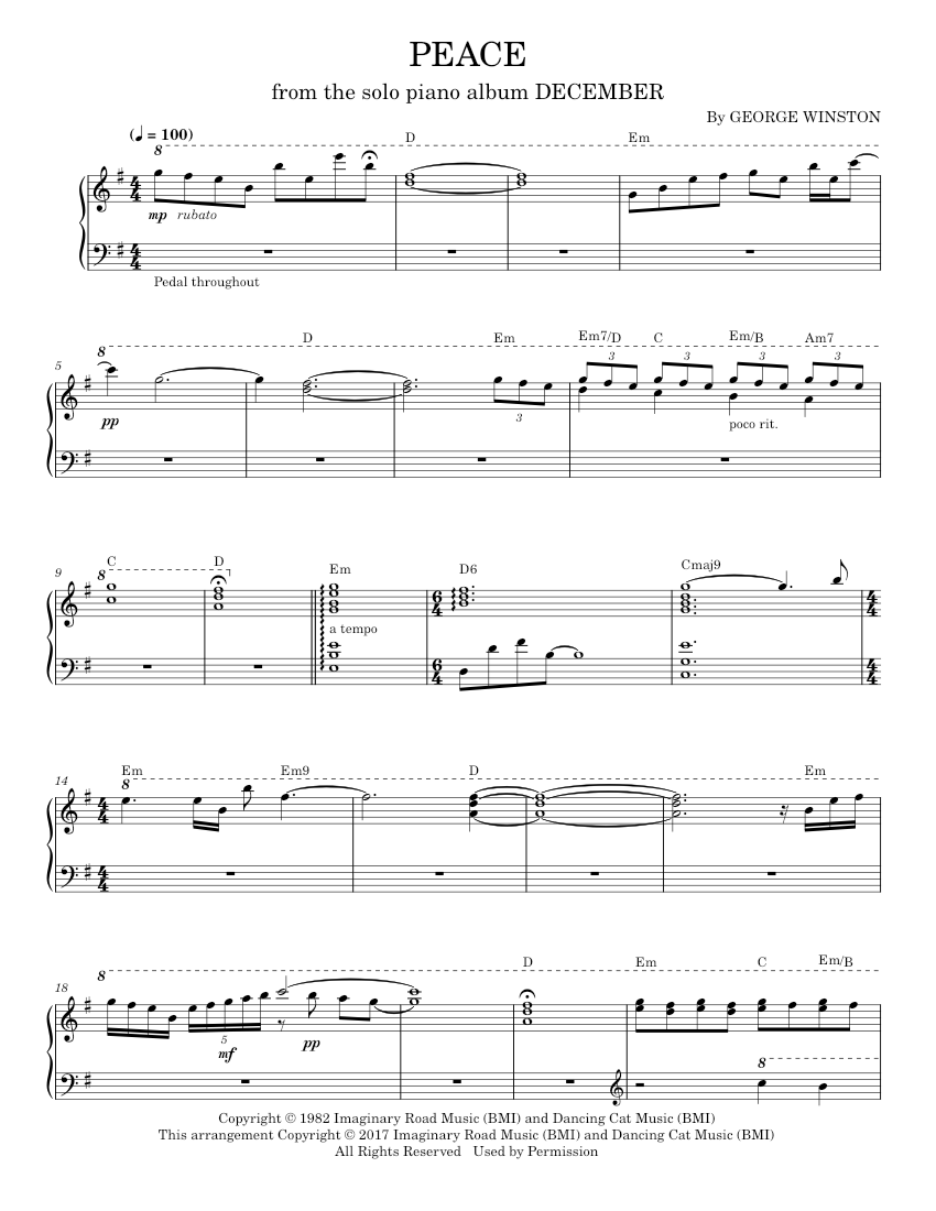 Peace Sheet music for Piano: Music Notes