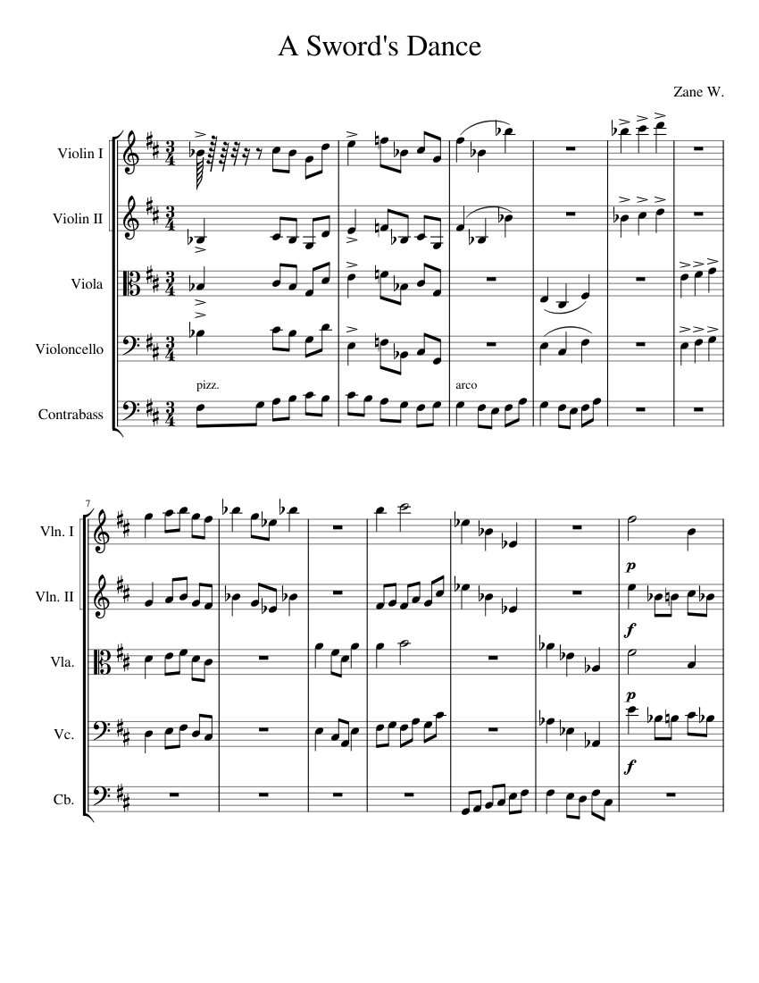 A Swords Dance - Zane Wilson Sheet music for Contrabass, Violin, Viola ...