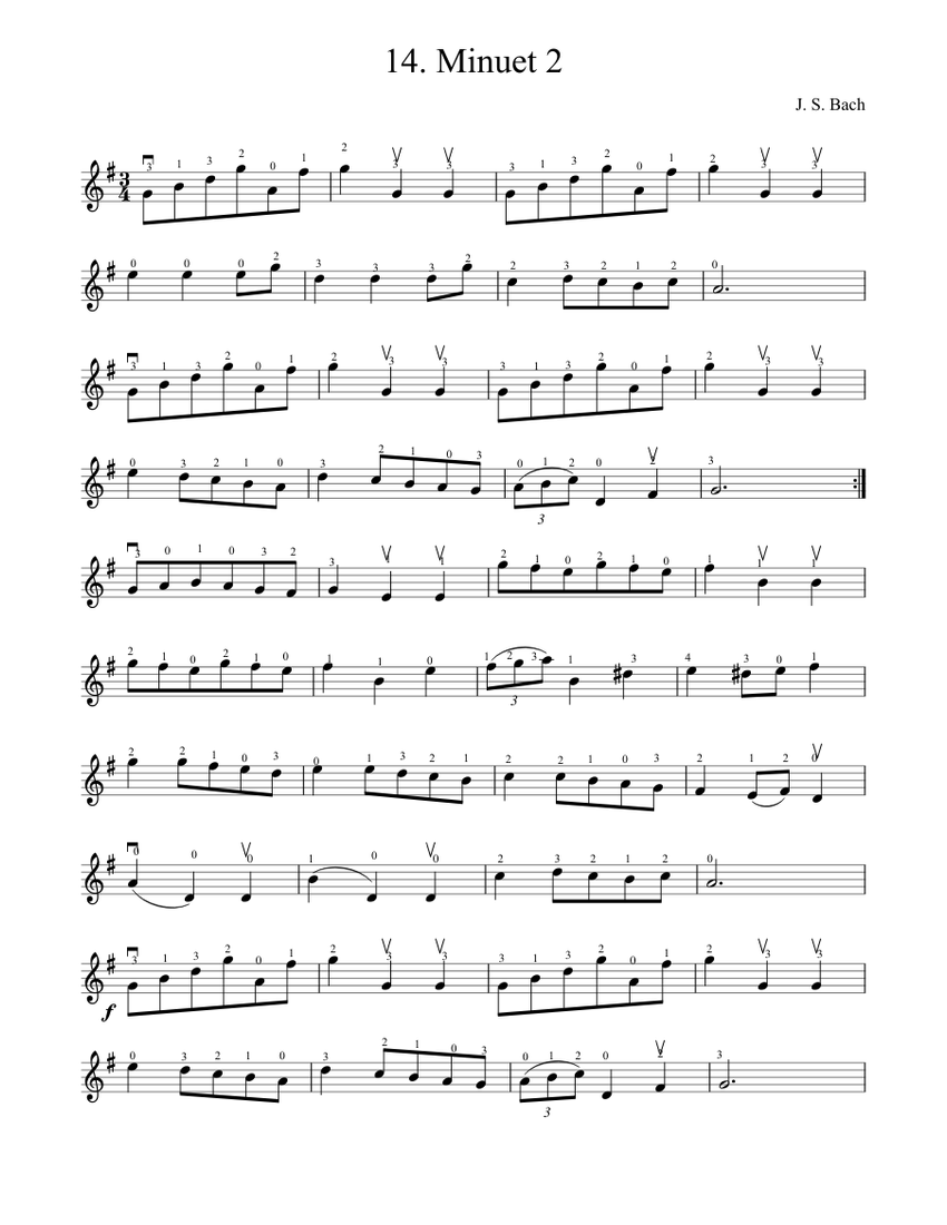 Minuet 2 Sheet music for Violin (Solo) | Musescore.com