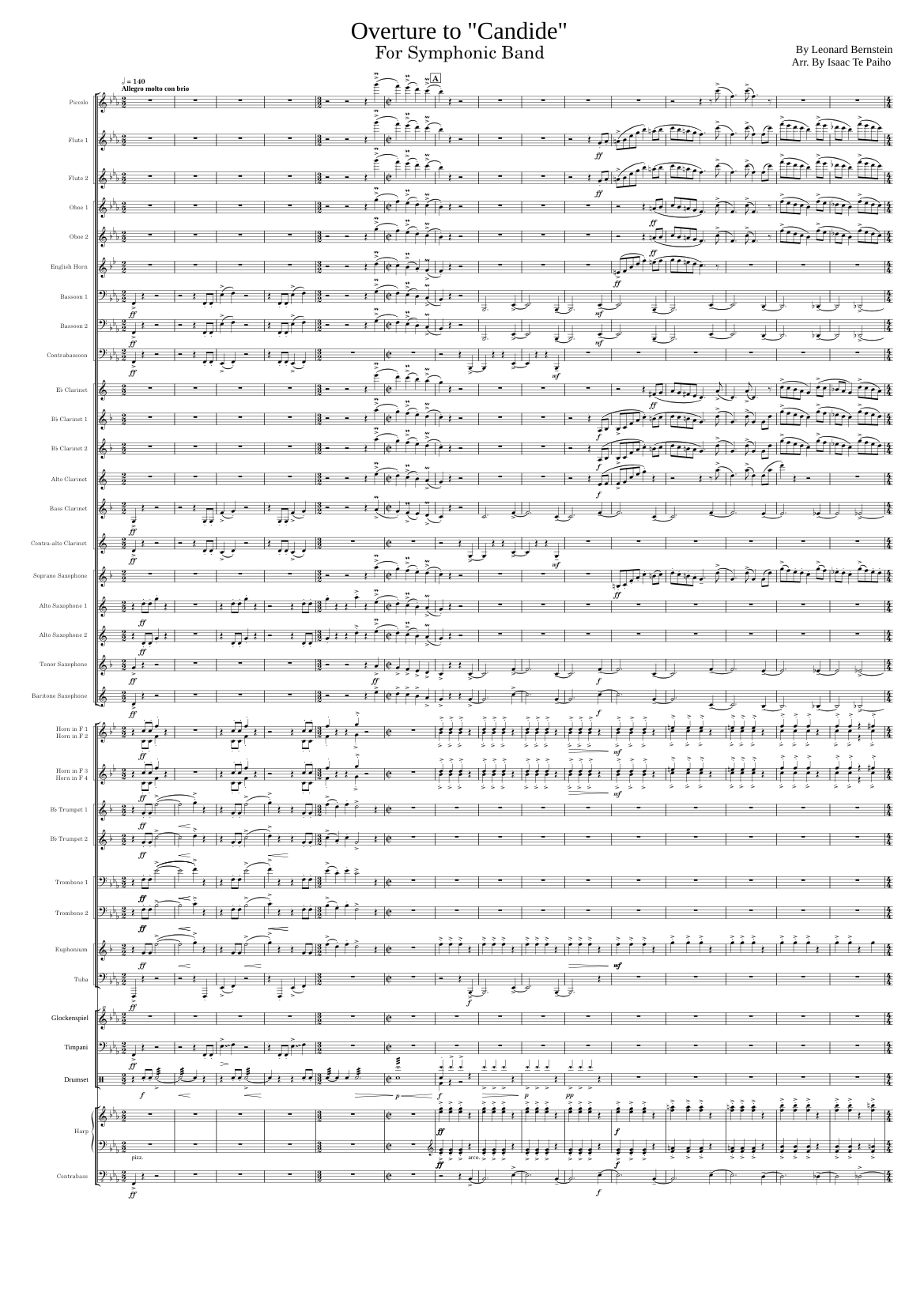 Overture to Candide for Wind Orchestra Sheet music for Trombone, Euphonium, Tuba, Flute piccolo ...