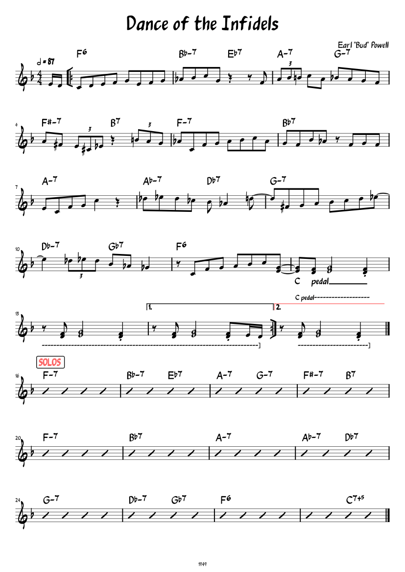 Dance Of The Infidels (Lead sheet ) Sheet Music with Chords for Piano ...