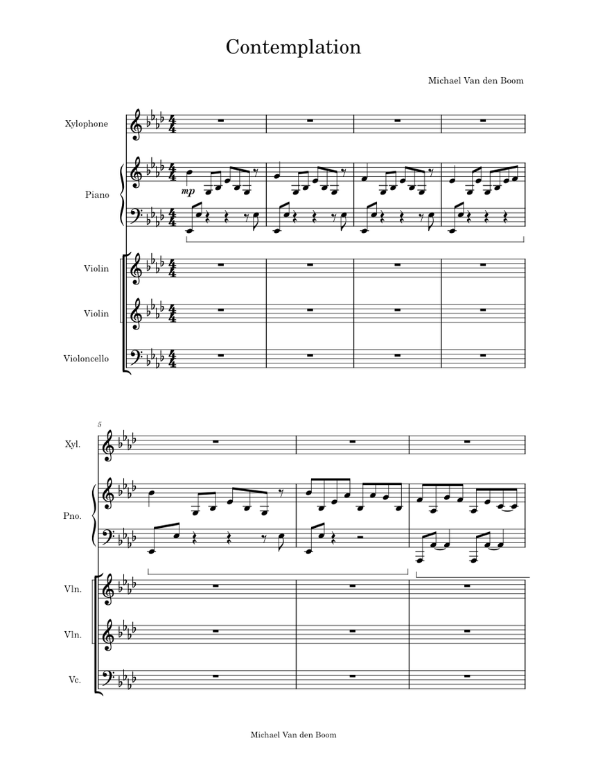 Contemplation with strings - Michael Van den Boom Sheet music for Piano, Violin, Cello ...