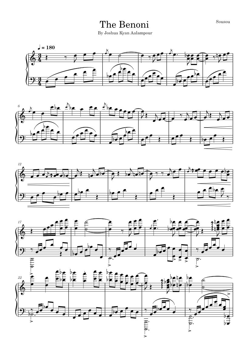 The Benoni – Joshua Kyan Aalampour Sheet Music for Piano (Solo) | MuseScore.com