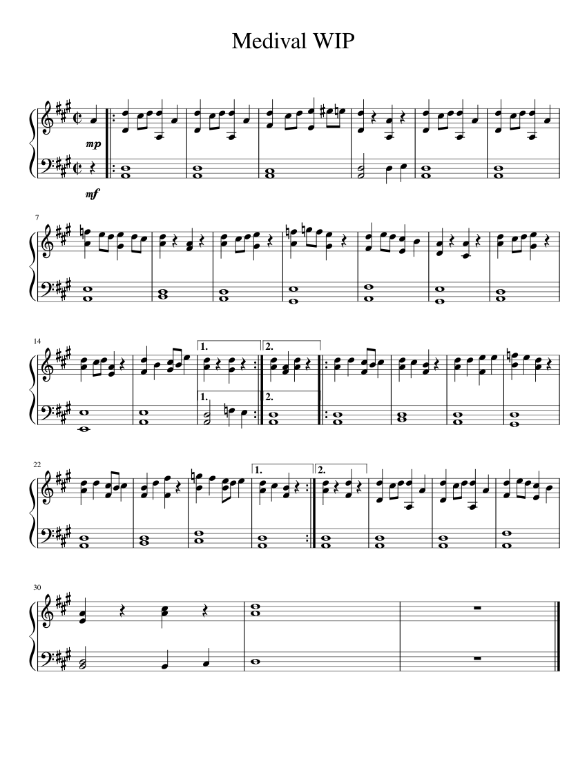 Medieval loitering Sheet music for Harp (Solo) | Musescore.com