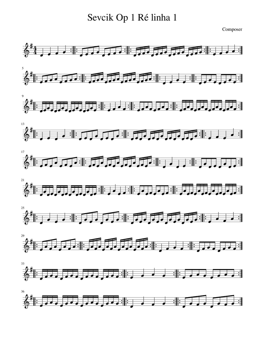 Sevcik Op 1 Ré Sheet music for Violin (Solo) | Musescore.com