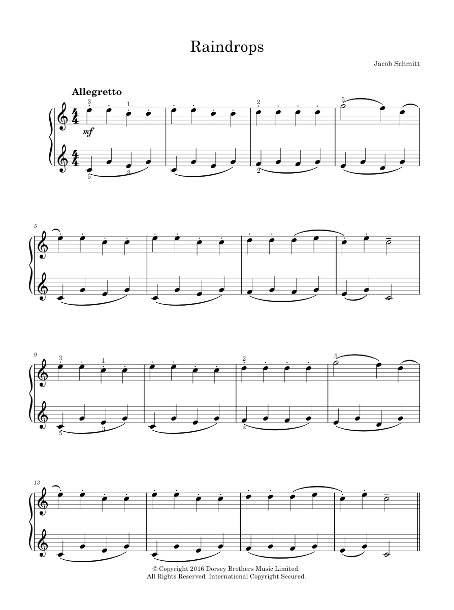 Play Official version of Raindrops Sheet Music by Jacob Schmitt for ...