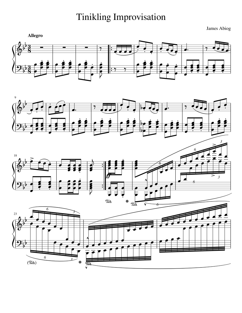 Tinikling: Improvisation Sheet Music with Chords for Piano (Solo ...