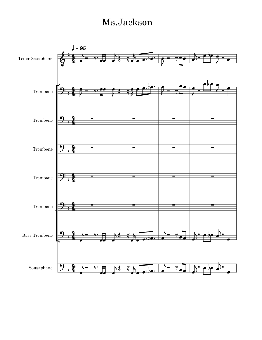 Ms jackson – OutKast Ms.Jackson Sheet music for Trombone, Trombone bass ...
