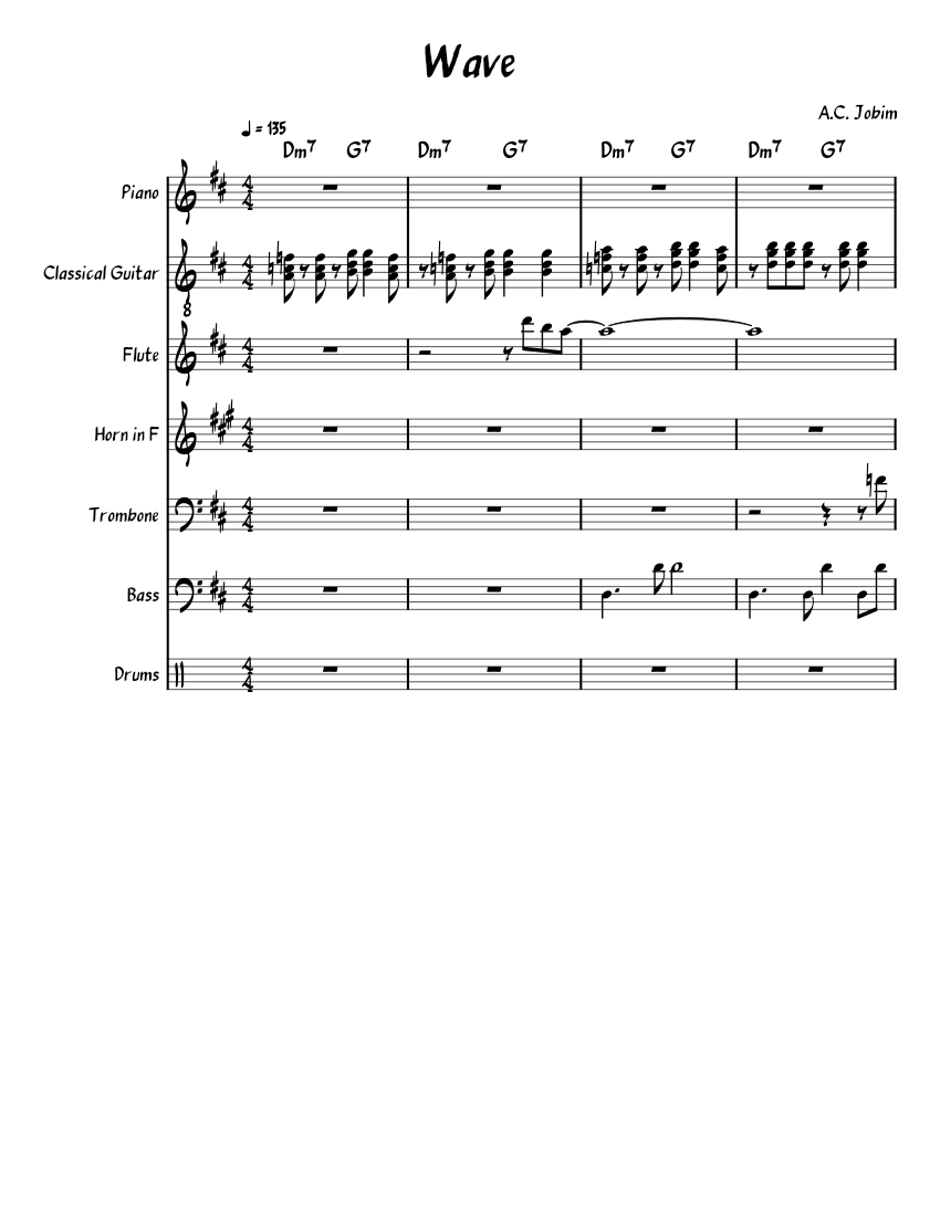 Wave Sheet music for Piano, Trombone, Flute, French horn & more ...