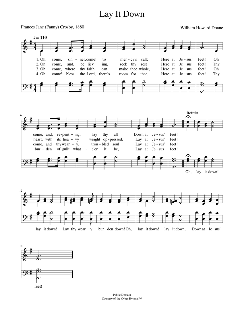 Lay it down - W. Howard Doane Sheet music for Piano (Piano Duo ...