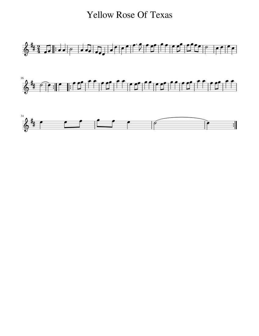 Yellow Rose Of Texas Sheet music for Piano (Solo) Easy | Musescore.com