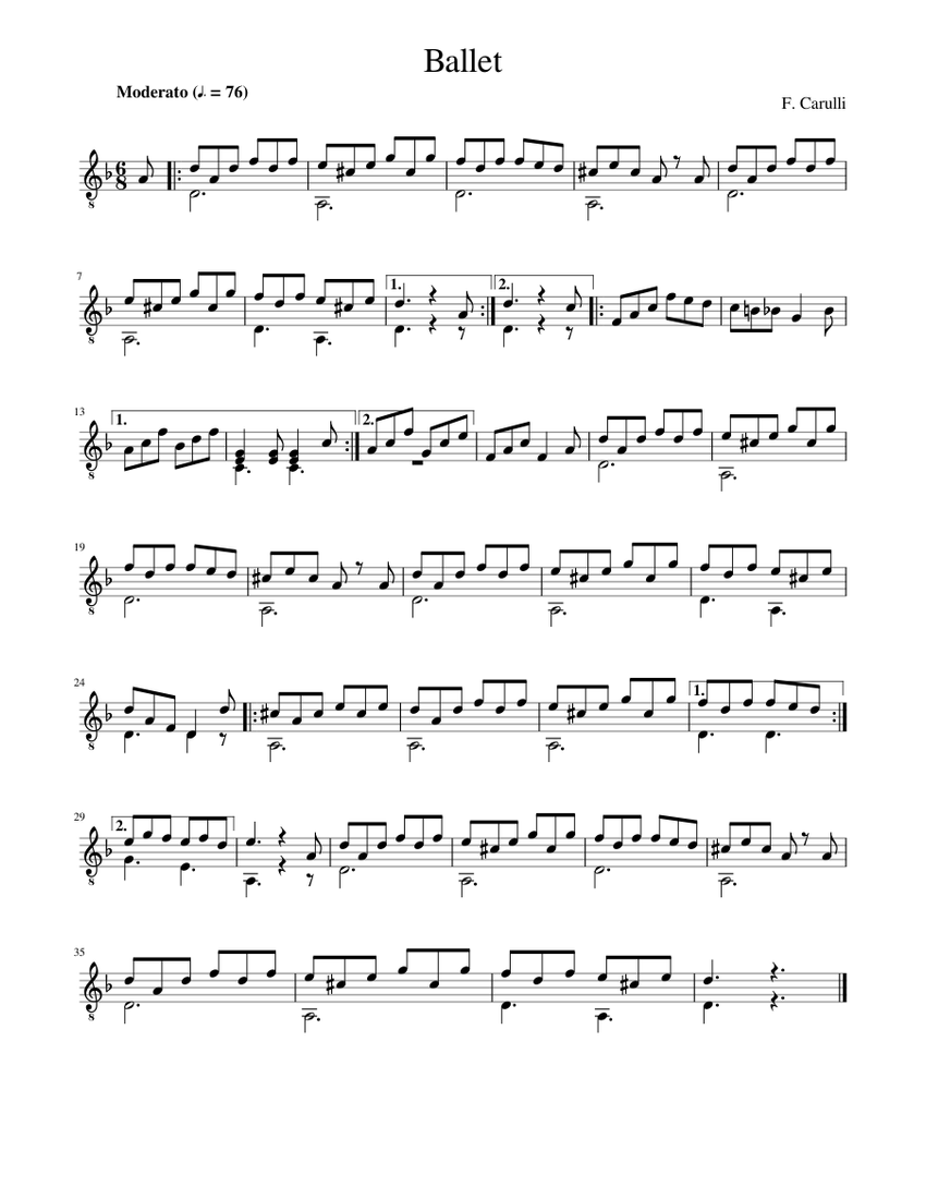 Ballet - F. Carulli Sheet music for Guitar (Solo) | Download and print ...