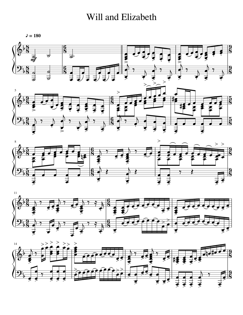 Will and Elizabeth Sheet music for Piano (Solo) | Musescore.com