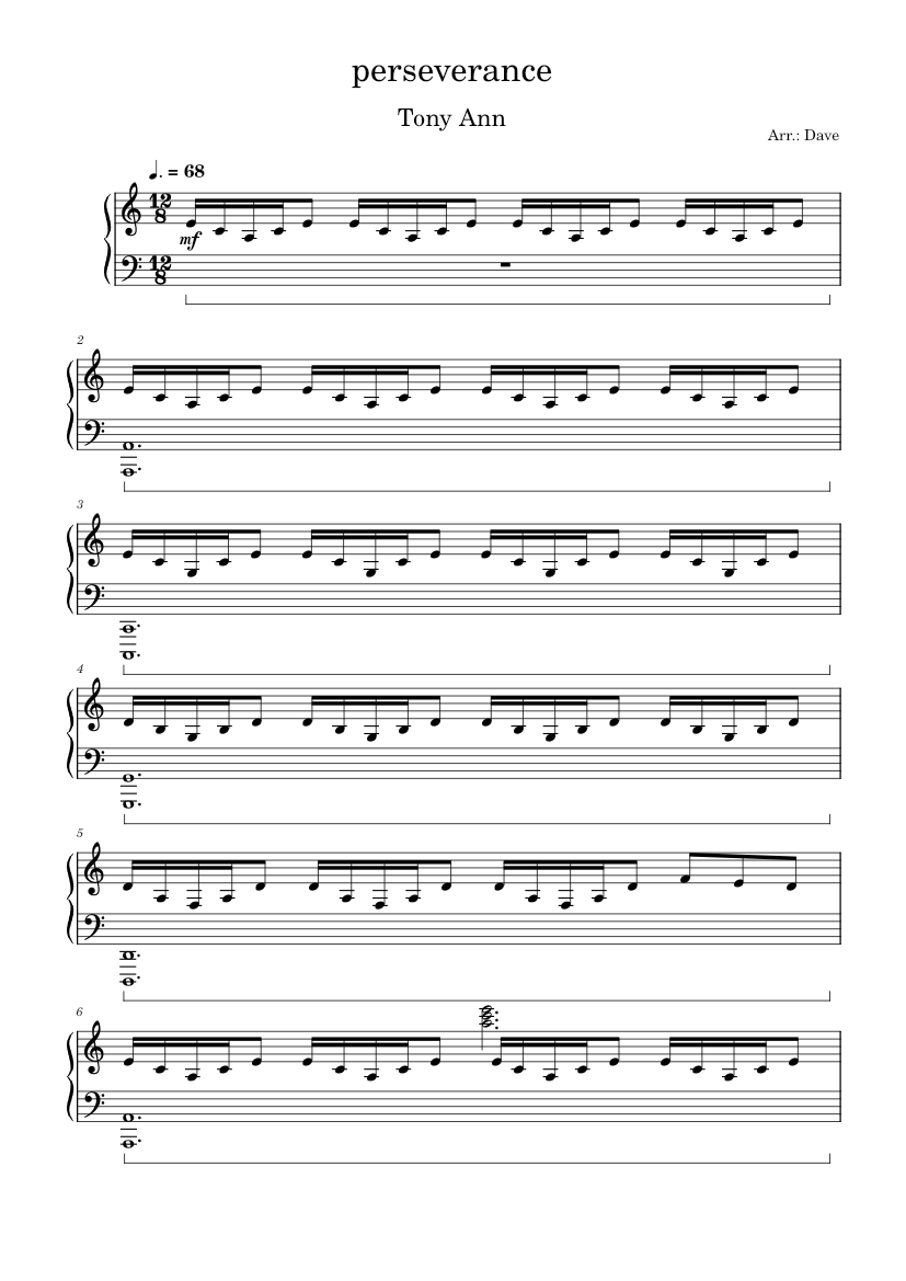 Perseverance – Tony Ann Sheet music for Piano (Solo) | Musescore.com