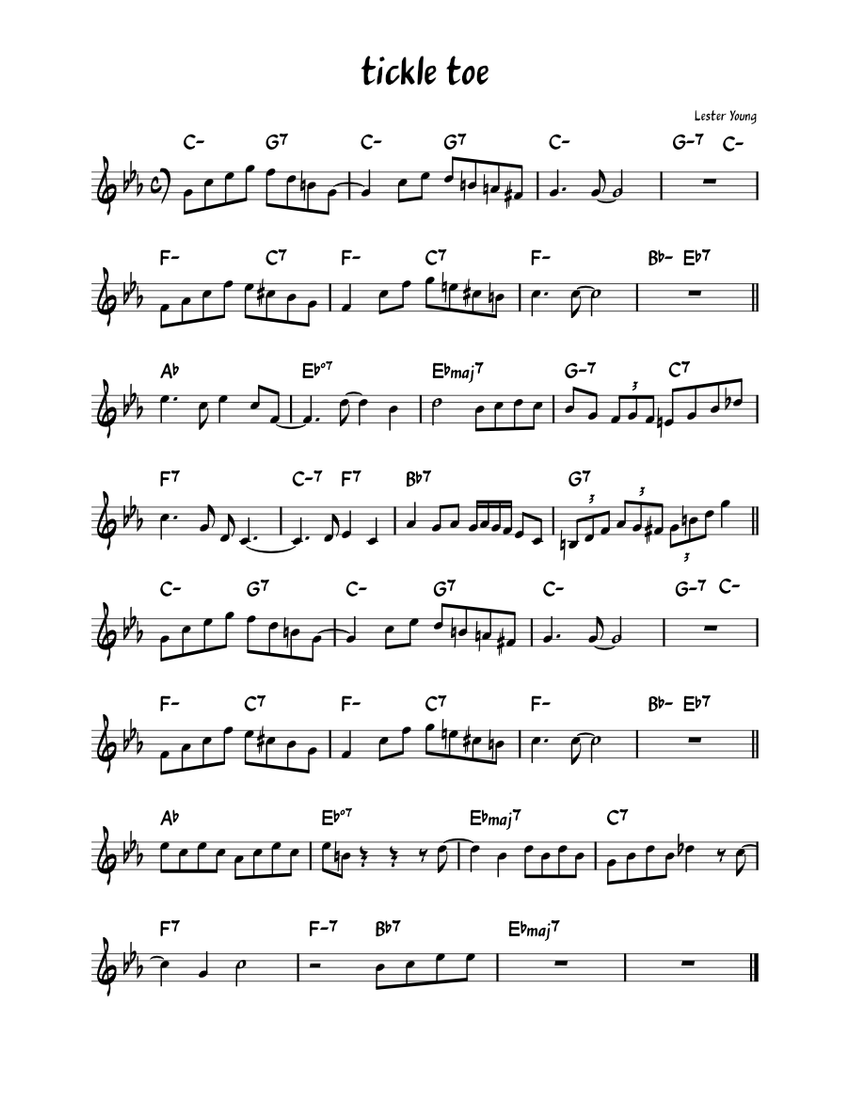 Tickle toe – Lester Young Sheet music for Piano (Jazz Band) | Musescore.com
