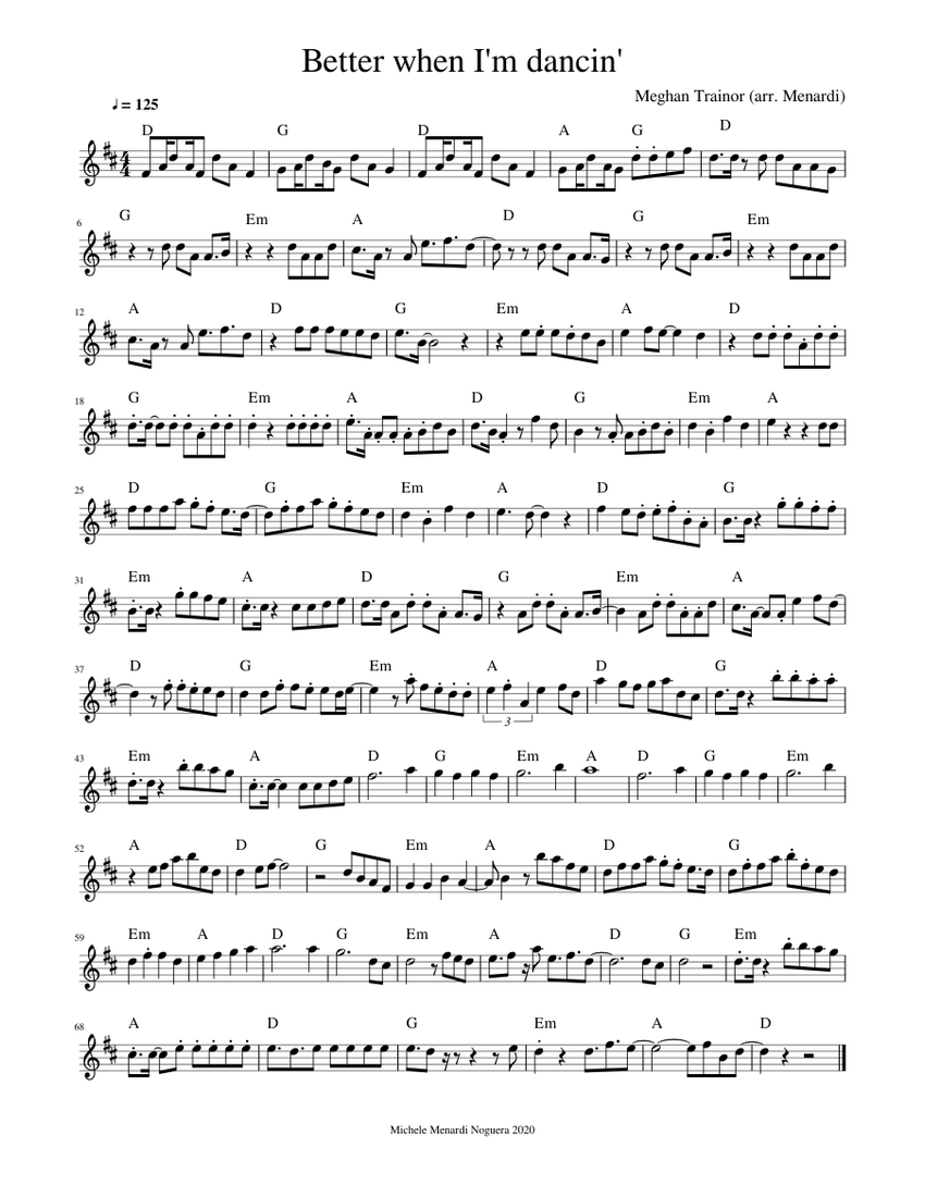 Better when I'm dancin' by Meghan Trainor - flute and guitar chords ...