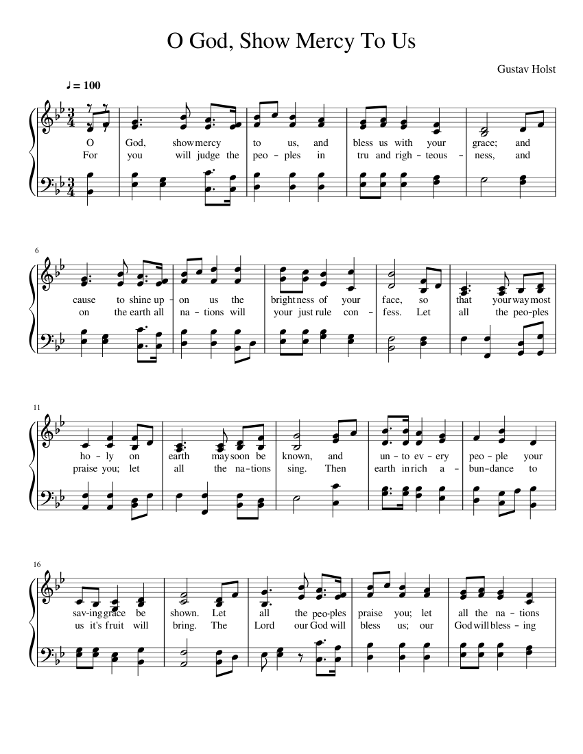 O God, Show Mercy To Us Sheet music for Piano (Solo) | Musescore.com