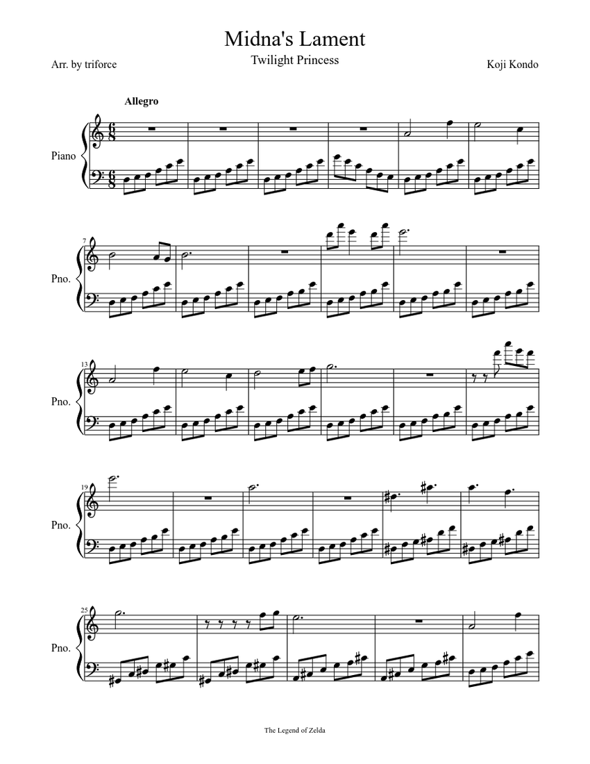 Midna's Lament Sheet music for Piano (Solo) | Musescore.com