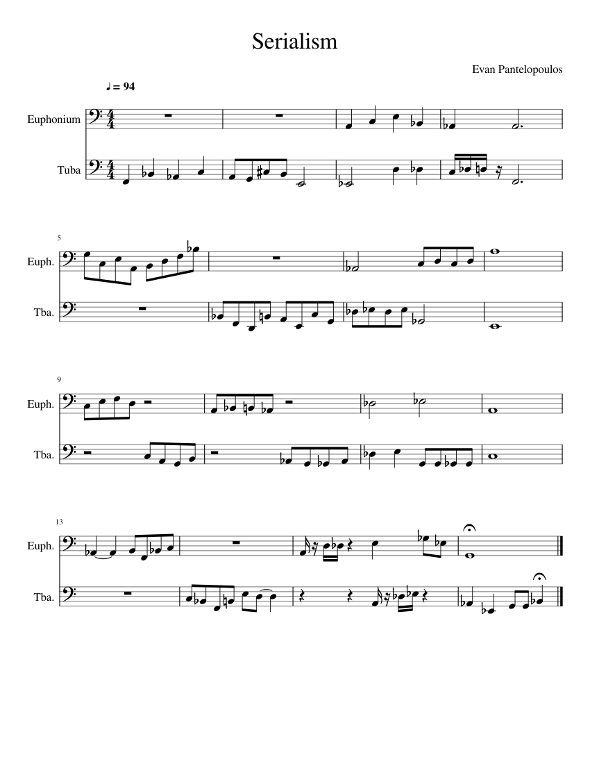 IBHHS Serialism Evan Sheet music for Euphonium, Tuba (Brass Duet ...