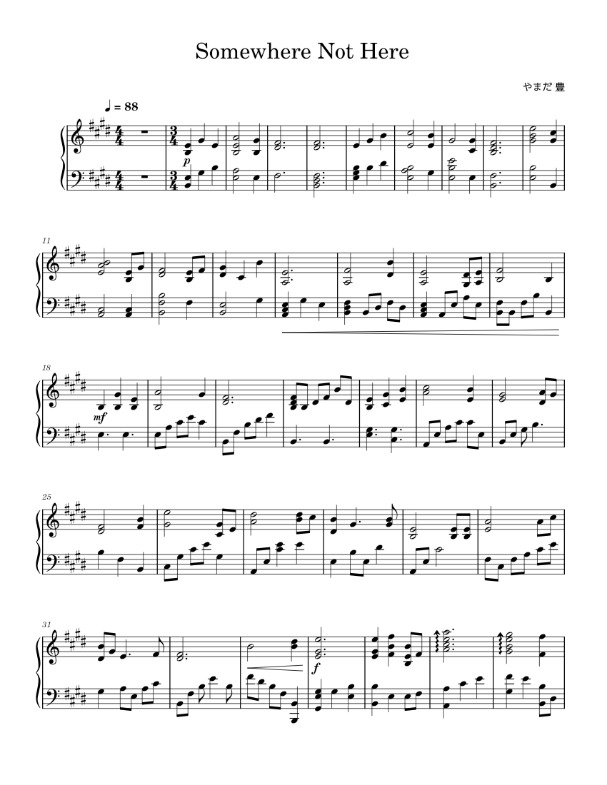 Vinland Saga OST - Somewhere Not Here by Yamada Yutaka Sheet Music for Piano (Solo) | MuseScore.com