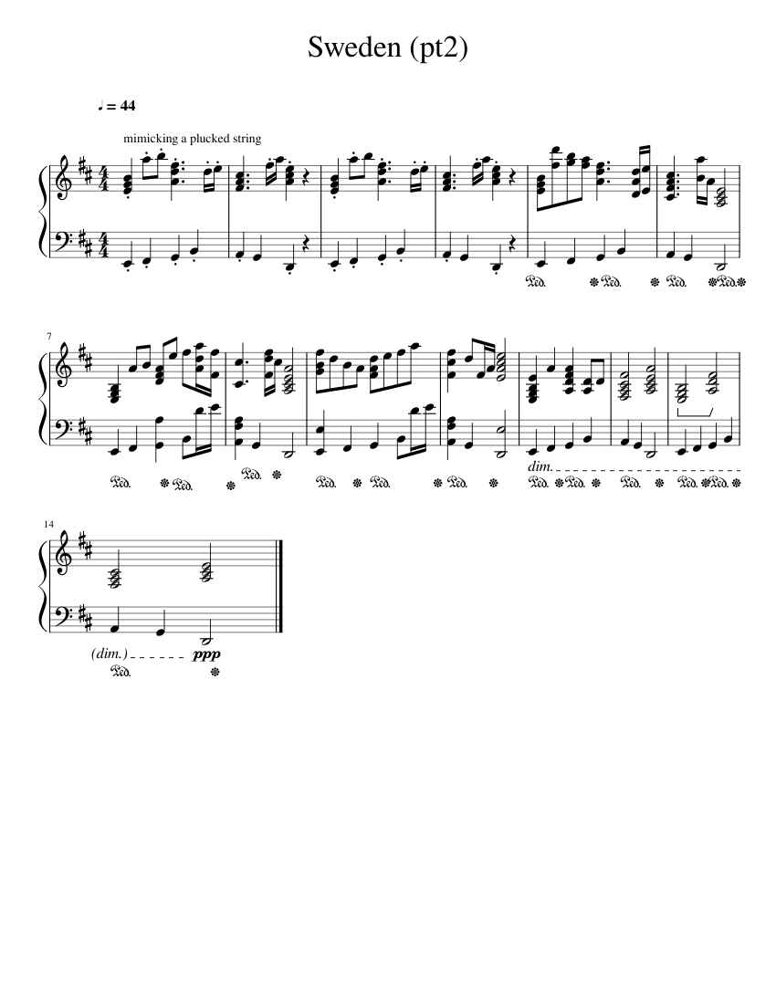 Sweden - C418 Minecraft Piano Solo (Part 2) Sheet music for Piano (Solo ...