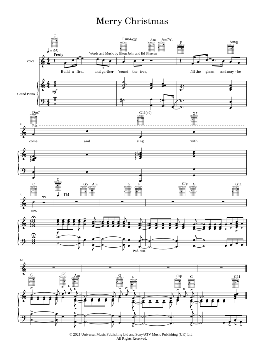 Play Official version of Merry Christmas sheet music by Ed Sheeran for ...