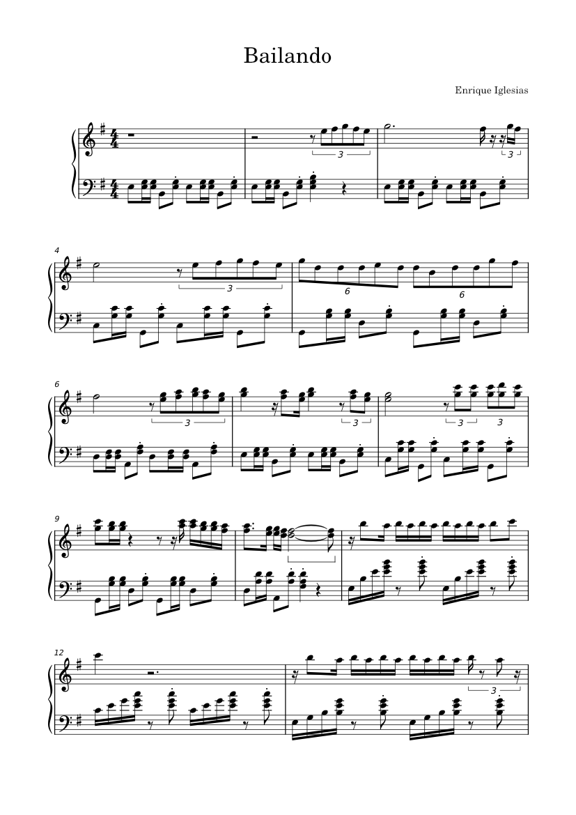 Bailando – Enrique Iglesias Sheet music for Piano (Solo) | Musescore.com