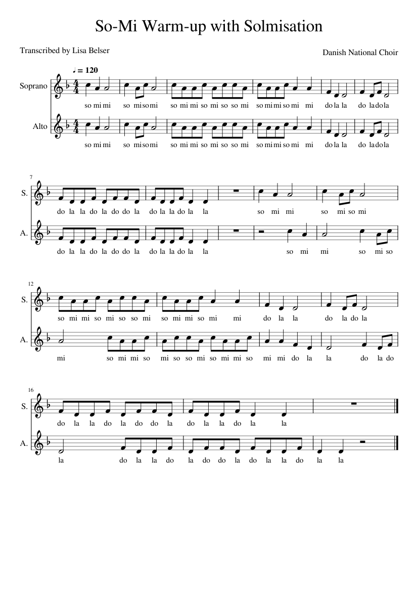 Choir Warm-ups with Solmisation So Mi Sheet Music for Soprano, Alto ...