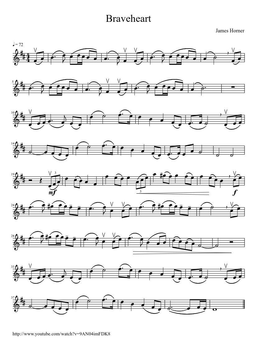 Braveheart Sheet music for Violin (Solo) | Musescore.com