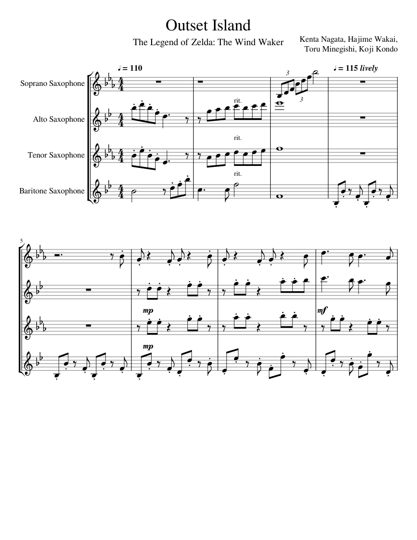 Outset Island Sheet music for Saxophone alto, Saxophone tenor ...