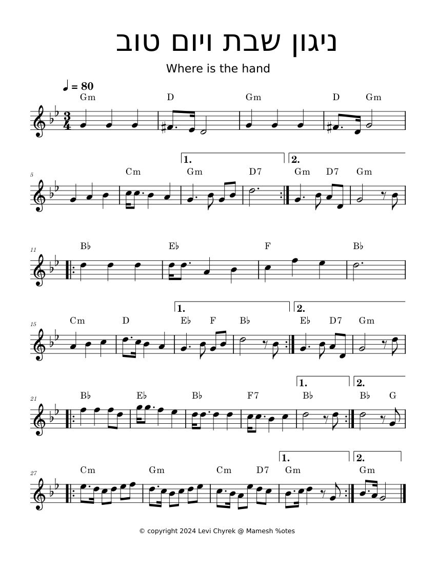 Niggun Shabbos V'Yom Tov Sheet music for Piano (Solo) Easy | Musescore.com