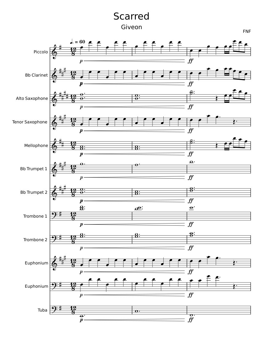 Scarred - Giveon Sheet Music for Trombone, Tuba, Oboe, Saxophone alto ...