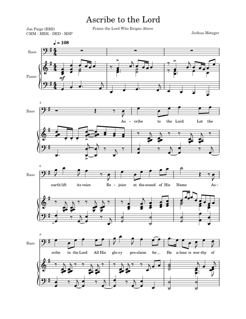 Ascribe To The Lord Metzger Ascribe to the Lord Bass Vocal Guide ascribe-to-the-lord-metzger-ascribe-to-the-lord-bass-vocal-guide