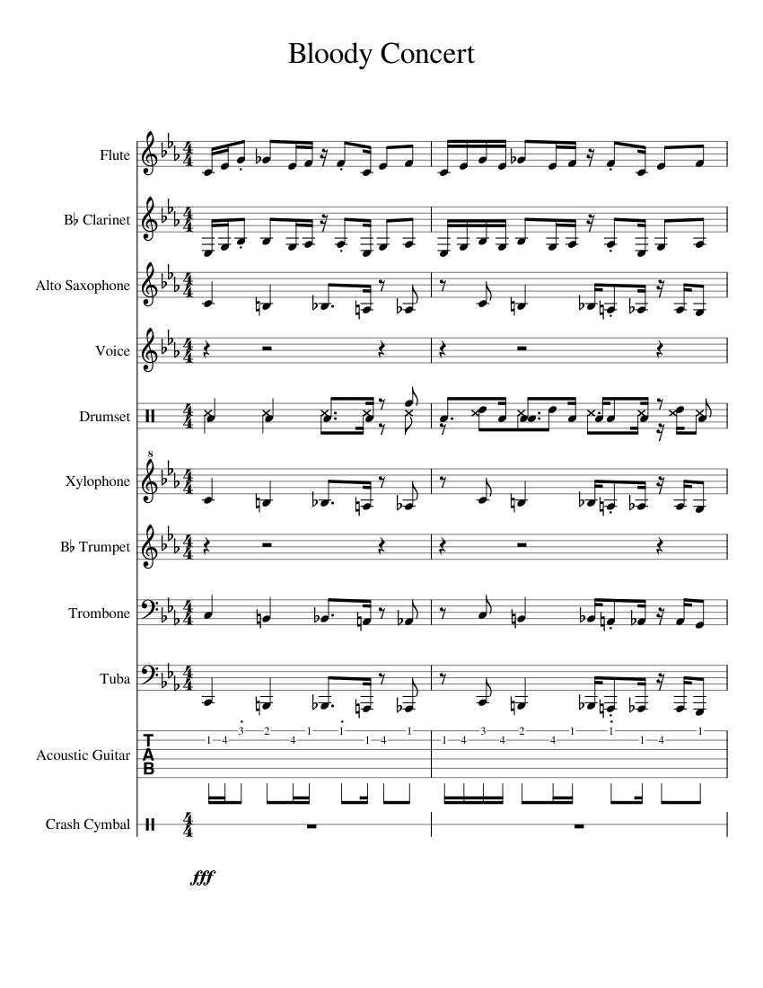 Bloody Stream Remixed Sheet music for Trombone, Tuba, Vocals, Flute ...