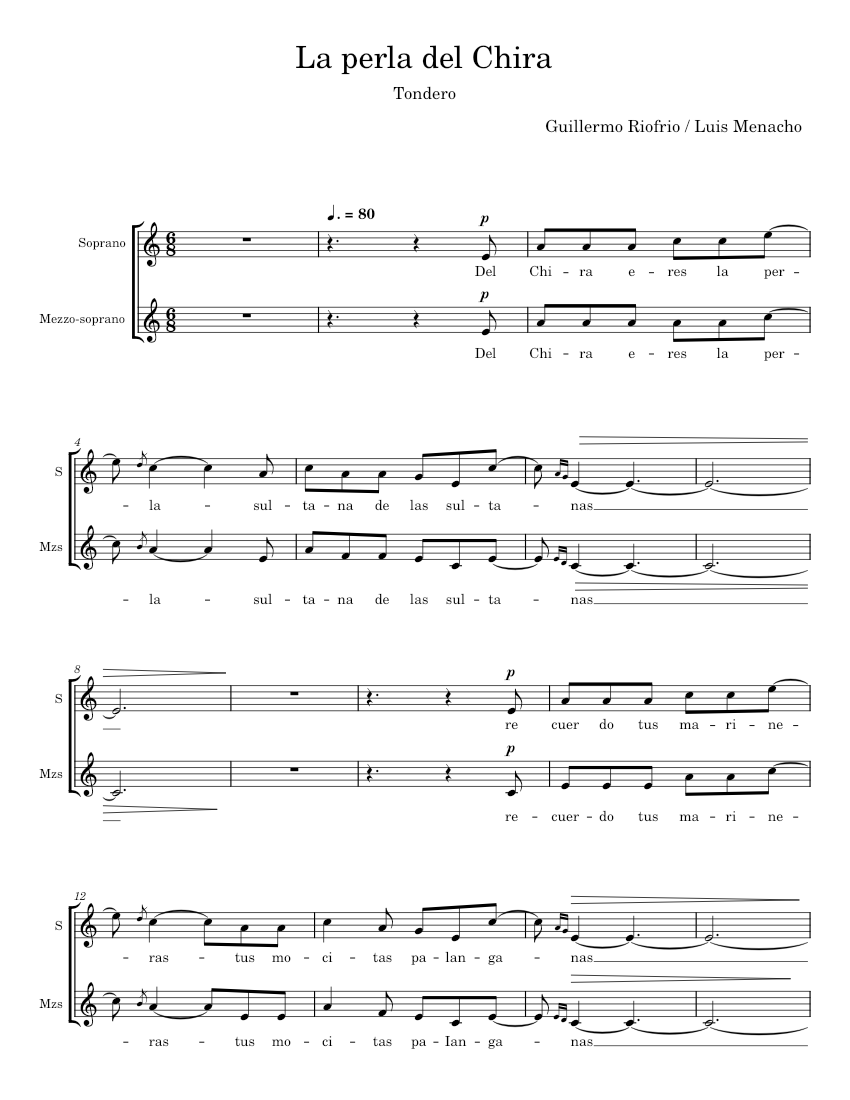 La perla del Chira, Tondero Sheet music for Synthesizer (Mixed Duet ...
