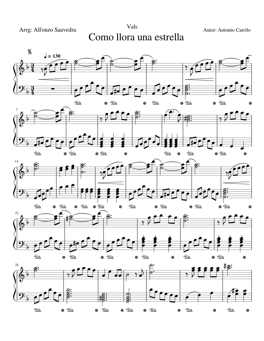 Como llora una estrella Sheet music for Piano (Solo) Easy | Musescore.com