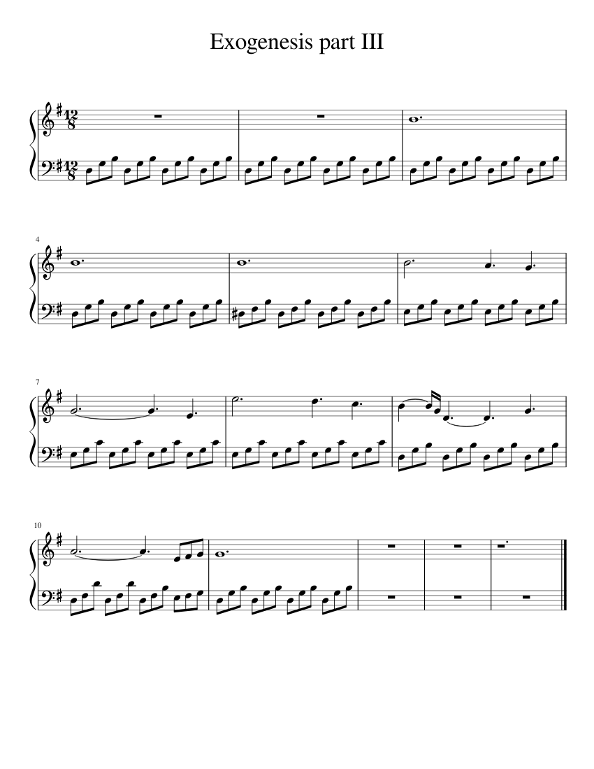 Exogenesis part III Sheet music for Piano (Solo) | Musescore.com